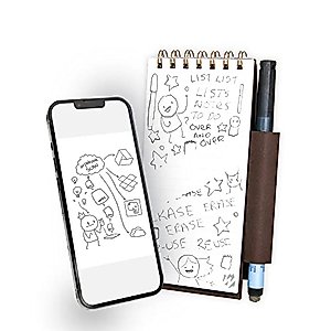 WIPEBOOK POCKET PRO | Smart Reusable POCKET Notebook - Dry Erase Whiteboard Notebook | 10 graph + 10 ruled Pages (6" x 2.5") with Dry Erase Marker | Ideal For Note-Taking, Charts & Doodling | POCKET