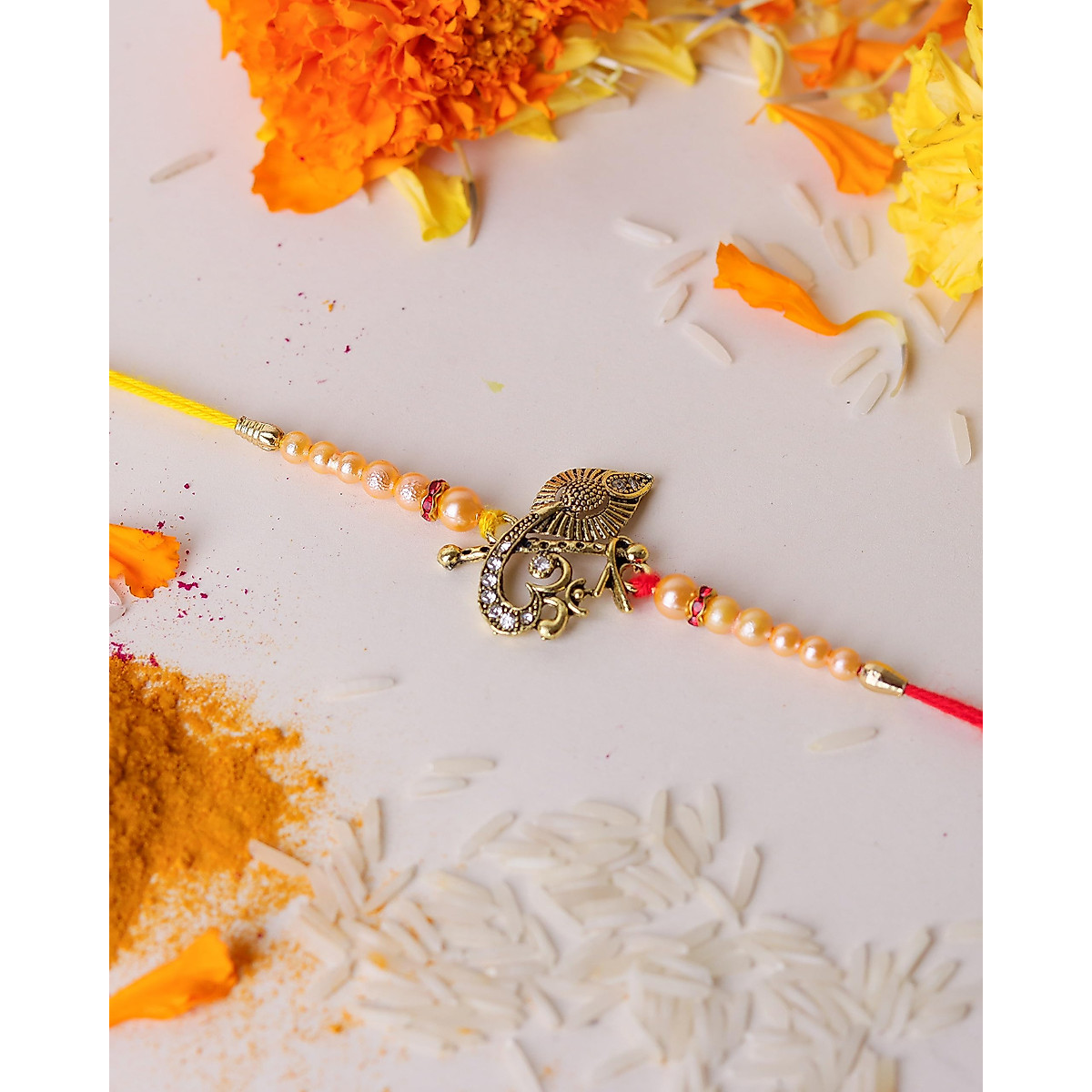 CHERKRAFT Jai Shree Krishna Morpank Flute Rakhi for Brother (Pack of 1) Rakhi Thread for Men/Boy Raksha Bandhan (Design 3, Standard)