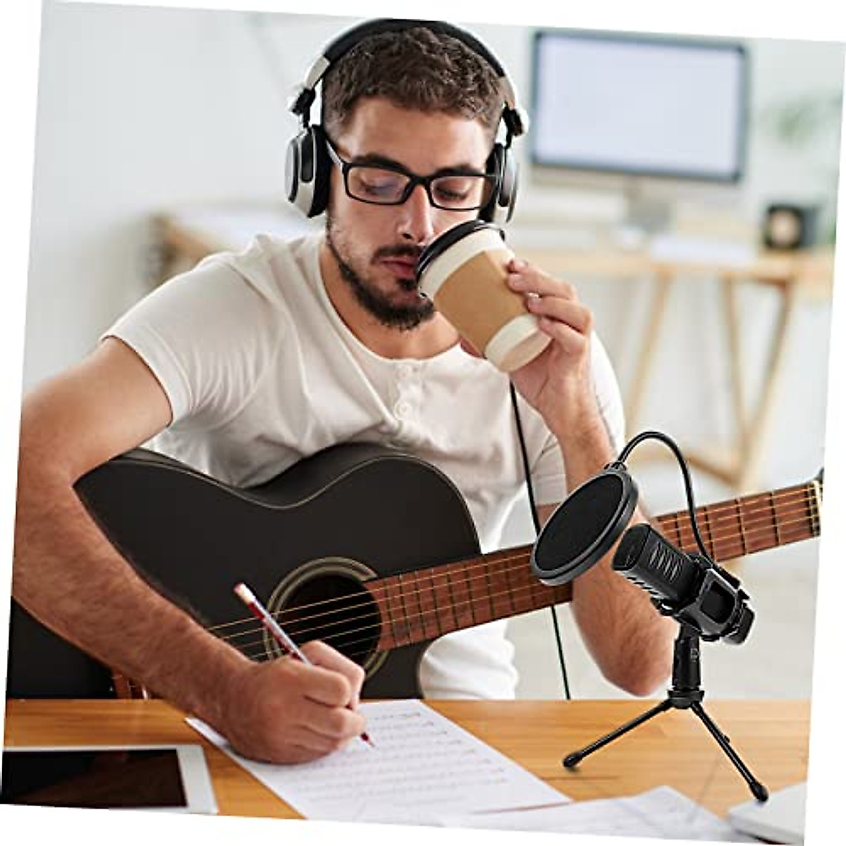 Vaguelly 2 Sets Computer Microphone Podcast Studio Microphone Laptop Stand for Desk Live Broadcast Mic Usb Recording Mic Condenser Microphone Recording Microphone Trumpet Capacitance Metal