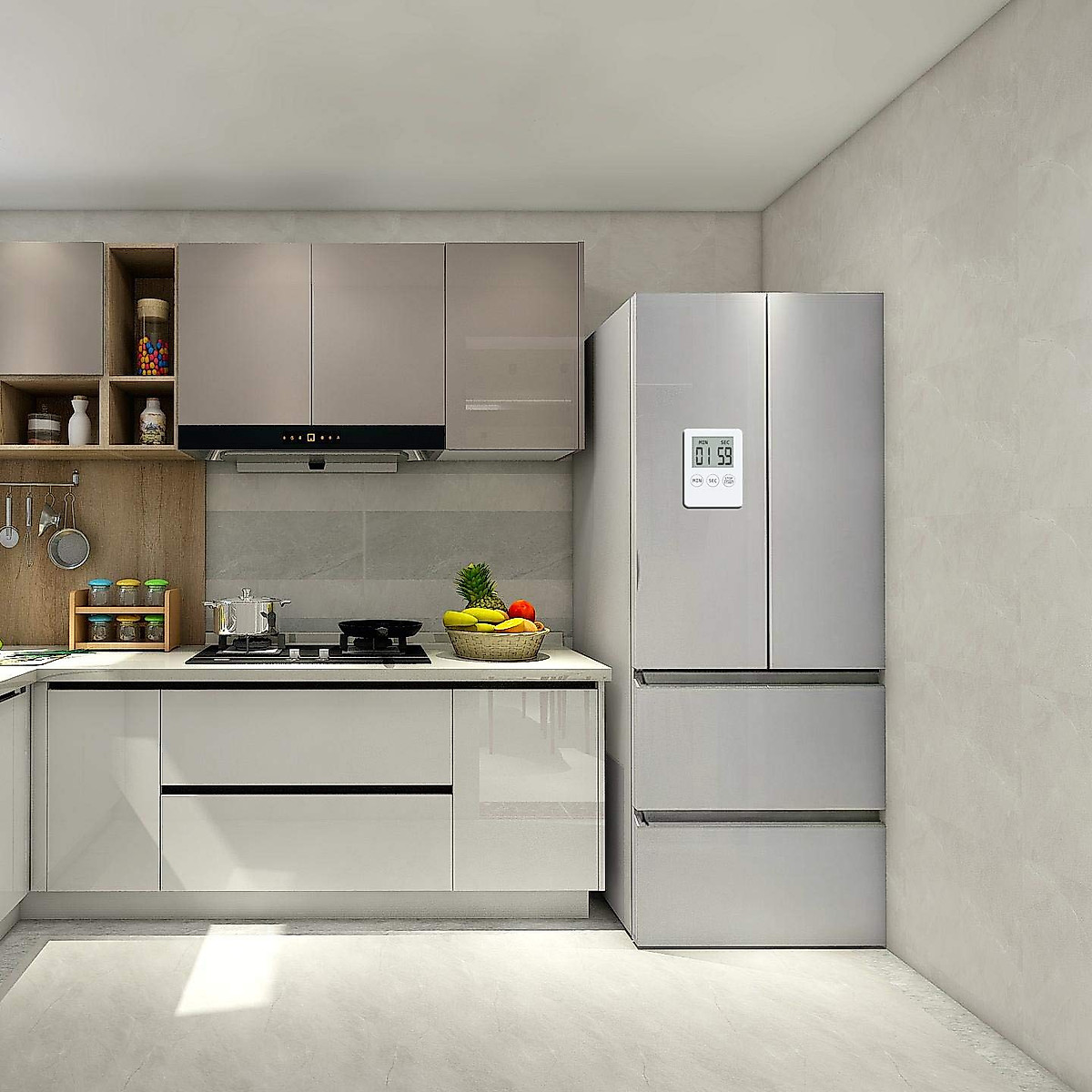 Attom Tech Ultra Slim Kitchen Timer, Thin Small Digital Mini Cooking Timer with Alarm and Magnet Back for Cooking Baking Sports Nap Games Office(White) (2)