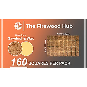 160 Eco-Friendly Natural Wood Fire Starters - Sustainable Wood Fiber Firestarter Perfect for Wood Stoves, Fire Pits, Pizza Ovens, Charcoal and Barbecue Fires