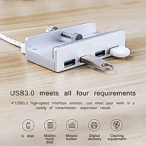 SHYPT Aluminum 4 Port Multifunctional USB 3.0 Clip-Type USB C HUB for Desktop Laptop Clip Range