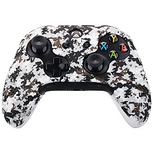 9CDeer 1 Piece of Studded Protective Customize Digital Camo Silicone Cover Skin Sleeve Case 8 Thumb Grips Analog Caps for Xbox One/S/X Controller White Compatible with Official Stereo Headset Adapte