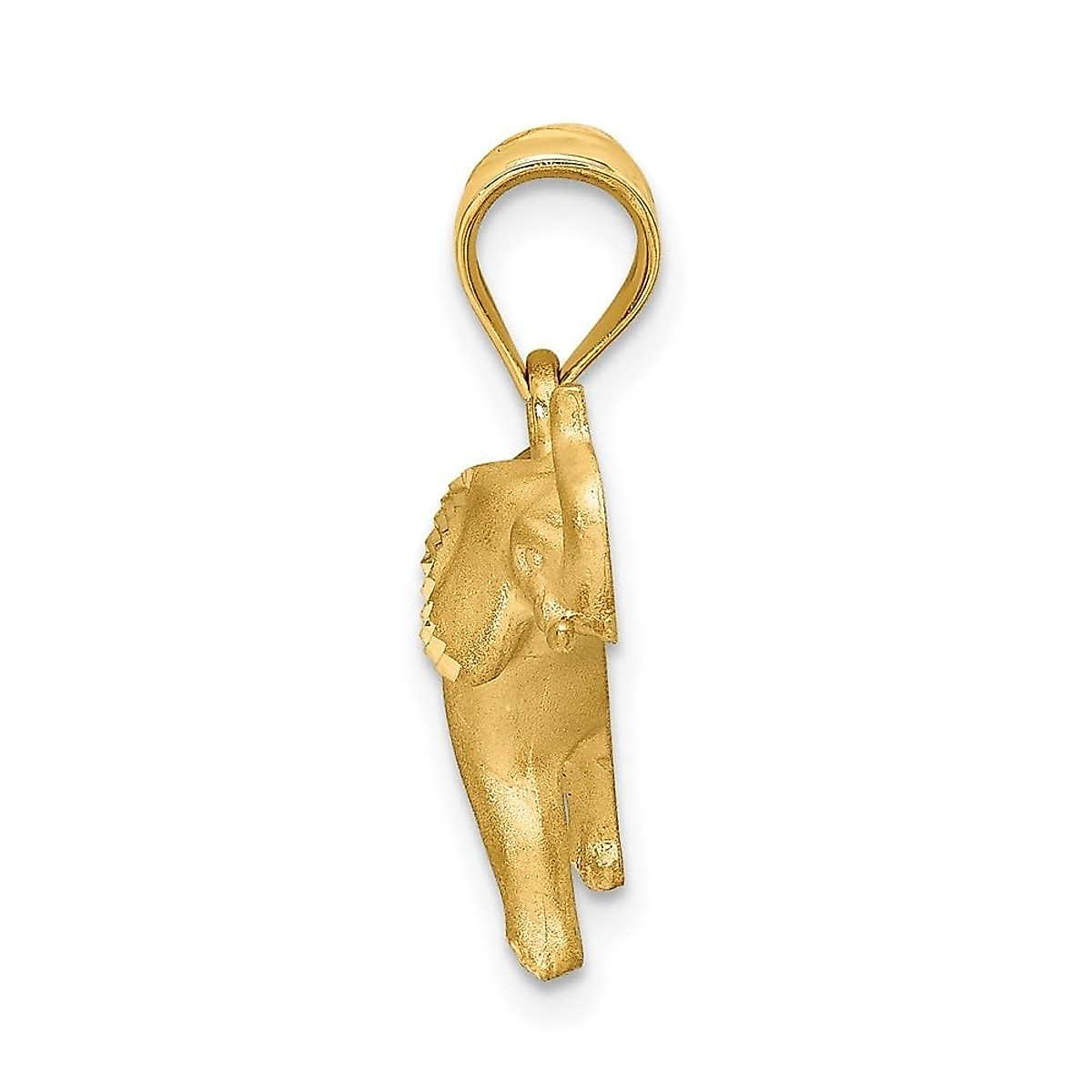 Diamond2Deal Gift for Mothers Day 14k Yellow Gold Brushed Diamond-cut Elephant Pendant