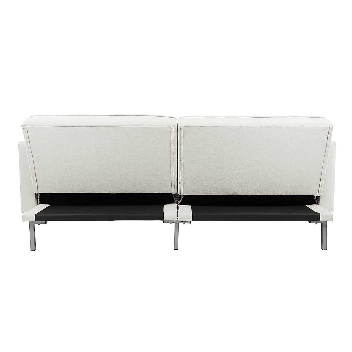 DEEF Linen Upholstered Modern Convertible Folding Futon Sofa Bed for Compact Living Space Apartment Dorm,Two Seat,White