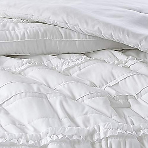 Madison Park Celeste Comforter Set-Textured Luxury Design All Season Down Alternative Bedding, Matching Sham, Decorative Pillows, King(104"x92"), White 5 Piece
