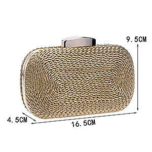 WANLIAN Womens Straw Clutch Summer Evening Handbag Beach Purse Woven Straw Bag Envelope Clutch (Gold)