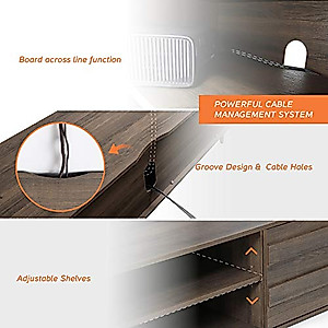 WAMPAT Mid Century Modern TV Stand for 65 Inch TV, Wood TV Console Table with Storage Cabinet, Entertainment Center for Living Room, 60 Inch, Espresso