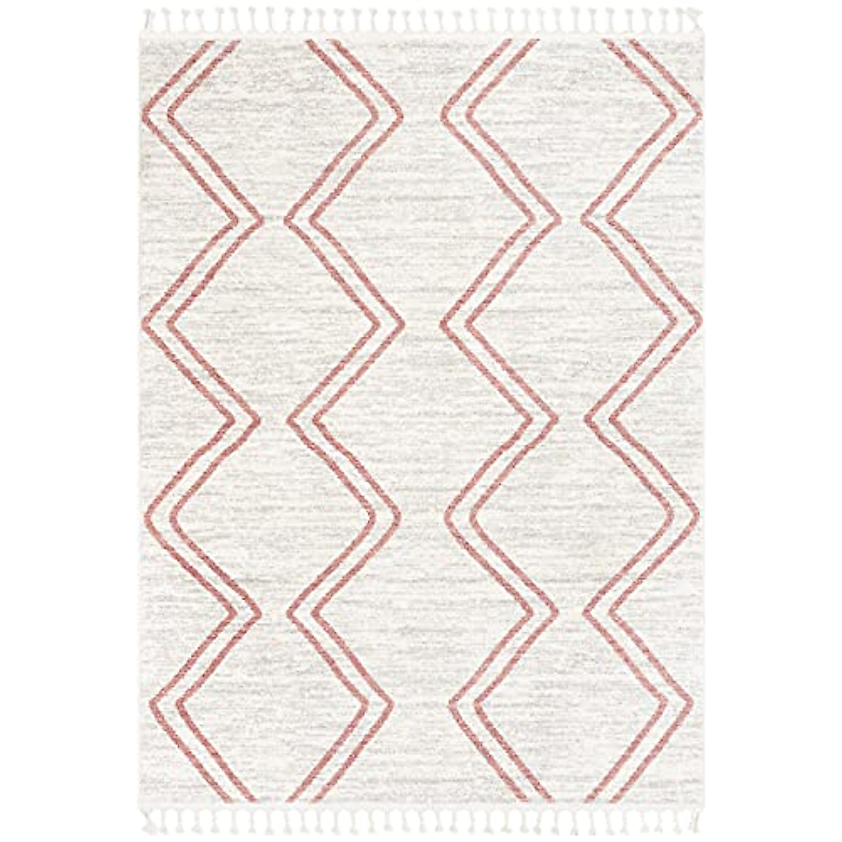 Well Woven Merri Pink Ivory Geometric Stripes Pattern Stain-Resistant Area Rug 5x7 (5'3" x 7'3")