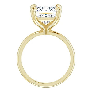 Handmade Moissanite Engagement Ring 4 Carats Princess Cut Moissanite Solitaire Wedding Bridal Rings for Women (925 Silver (Yellow Gold Plated))