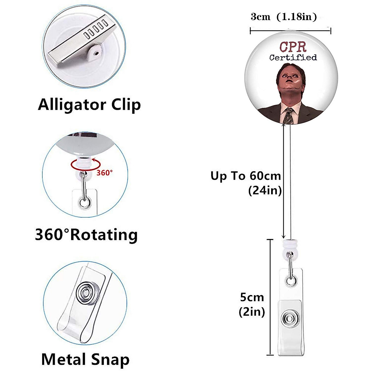 Nurse Badge Reels Retractable with Alligator Clip Name ID Card Badge Holder Reel - The Office