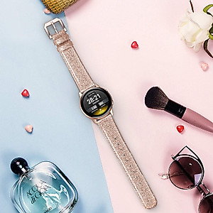 SWEES Compatible for Samsung Galaxy Watch 5 Band 40mm 44mm / Galaxy Watch 5 Pro Band 45mm / Galaxy Watch 4 Band, 20mm Slim Thin Genuine Leather Replacement Bands for Galaxy Watch 4 Classic Women Men