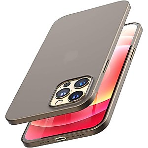 TOZO Compatible for iPhone 12 Case and Compatible for iPhone 12 Pro Case 6.1 inch Hard 0.35mm World's Thinnest Protect Shell Semi Transparent Light Weight Thin Cover Matte Finish Black