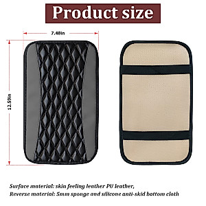 Car Center Console Cushion Pad, Universal Leather Waterproof Armrest Seat Box Cover Protector,Comfortable Car Decor Accessories Fit for Most Cars, Vehicles, SUVs (Gray)