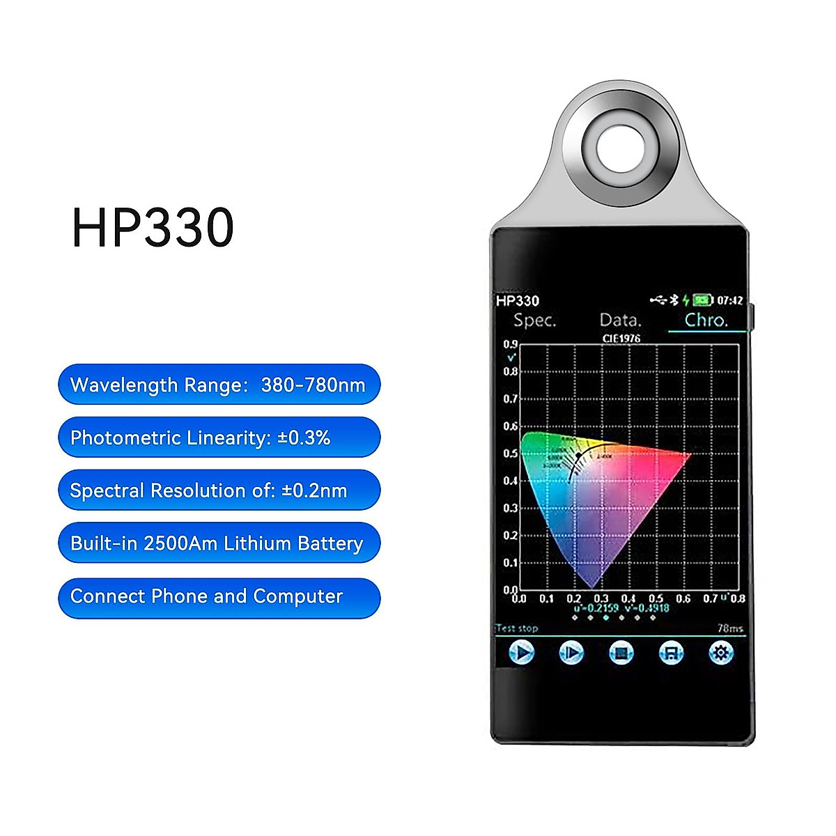 GOYOJO Portable Spectrometer Color Illuminometer Meter Spectrophotometer (HP330)