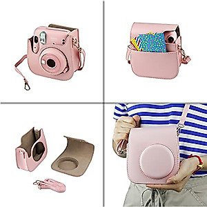 Fujifilm Instax Mini 11 Instant Camera + Instax Mini Twin Pack Film + Hanging Frames + Plastic Frames + Case + Close Up Filters - All Inclusive Bundle! (Blush Pink)