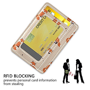 Linomo Thin leather Card Holder and Money Clip Cute Animal Fox Pattern Wallet RFID Blocking for Men & Women