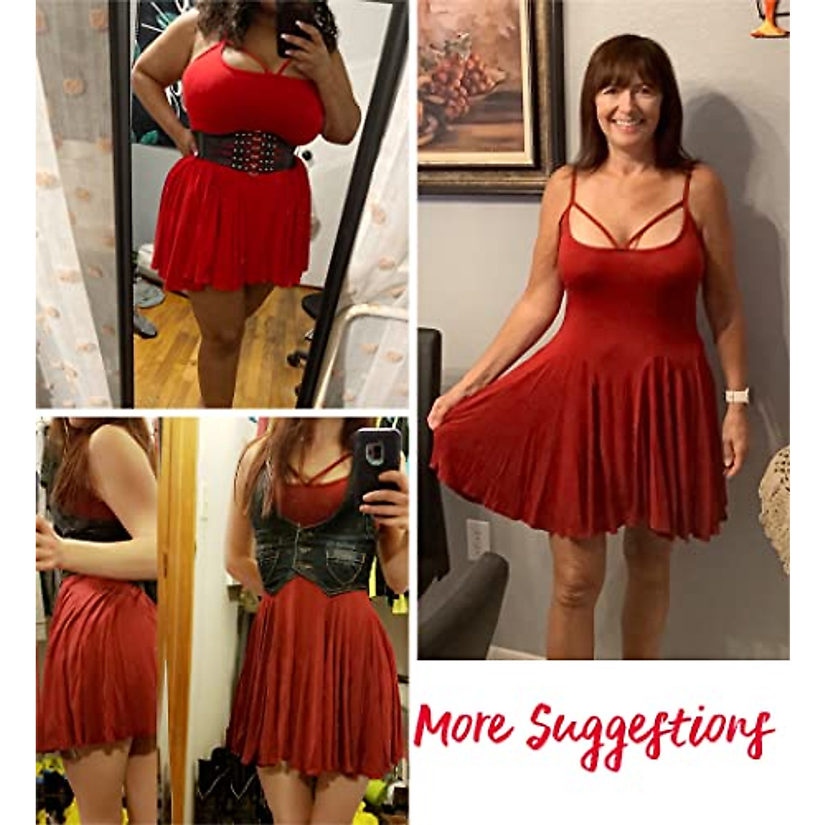 ADOME Sexy Mini Dresses for Women Club Party Dress Ruffle Hem Summer Dresses for Women Bright Red,XL