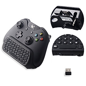 Megadream Xbox One USB 2.4Ghz Mini Wireless Qwerty Keyboard Gaming Chatpad Keyboard for Microsoft Xbox One and Xbox One S Controller PC - [Audio Compatible] - Black