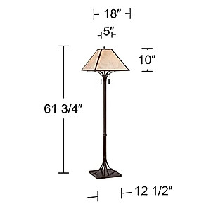 Franklin Iron Works Duarte Mission Rustic Farmhouse Style Standing Floor Lamp 61.75" Tall Oil Rubbed Bronze Metal Tapering Square Light Mica Shade Decor for Living Room Reading House Bedroom Home