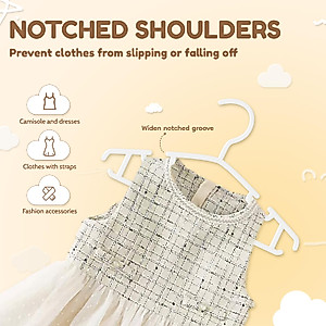 VILICK Kids Plastic Hangers, Baby Clothes Hangers for Closet 50 Packs Non-Slip Toddler Hangers for Infant Child Clothing, Small Children Hangers for Pants Coats Skirts (White)