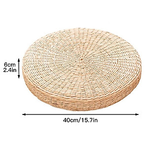 Toyfun 40cm Straw Meditation Futon Round Cushion,Flat Seat Cushion for Yoga,Seat Cushion Round Pouf Hand Woven Tatami Chair Pad Yoga Seat,201007AH01-6770-1921265631
