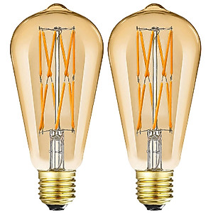 LEOOLS Dimmable Vintage LED Edison Bulbs 12W ,Equivalent 100 Watt, 2500K Warm White(Amber Gold Glass), E26 Base, Decorative Antique Shape, Squarrel Cage Filament Vintage Light Bulb, 2-Pack