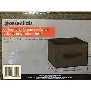 ESSENTIALS Collapsible Storage Container with Handles (11"x11"x8") - Gray