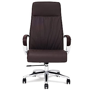 ZURI Forbes Genuine Leather Aluminum Base High Back Executive Chair - Dark Brown