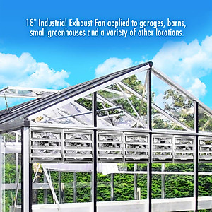 iPower 18 Inch Shutter Exhaust Fan Aluminum,High Speed 1450 RPM, 2600 CFM, 1-Pack, 21.3"D x 21.3"W x 9"H, Silver