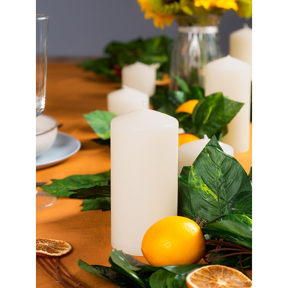 CANDWAX 3x6 Pillar Candles Set of 3 - Ivory Large Pillar Candles Long Burning Perfect for Any Occasion - Cylinder Candles Unscented Long Burning