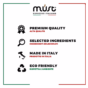 MUST, 100 Coffee Capsules in 100% Recyclable Aluminum, Ristretto Blend Intensity 7/8, 10 Packs of 10 Capsules, Compatible with Nespresso Machine, Made in Italy
