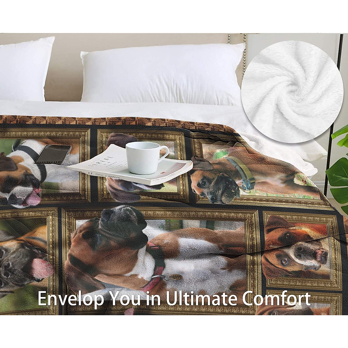 Boxer Dog Blanket for Dog Lover, Fleece Throw Blanket for Couch Super Soft Cozy Bed Blanket Lightweight Plush Fuzzy Blankets and Throws for Sofa, 50 x 60 Inch