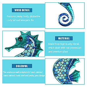 HONGLAND 2 Pack Metal Wall Art Seahorse Wall Decor Coastal Wall Sculptures Beach Theme Wall Decoration for Home,Garden,Fence 12 inch
