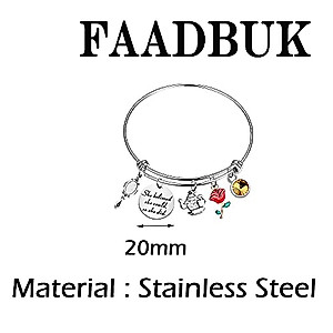 FAADBUK Movie Inspired Bracelet She Believed She Could So She Did Belle Princess Jewelry Inspiration Gift for Her (Beauty and The Beast Bracelet)