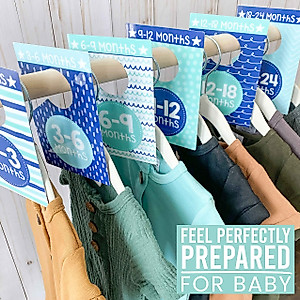 6 Baby Closet Size Dividers Boy - Blue Baby Closet Dividers by Month, Baby Closet Organizer for Nursery Organization, Baby Essentials for Newborn Essentials Baby Boy, Nursery Closet Dividers Boy