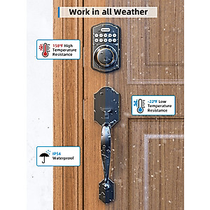 Revolo RE001 Electronic Keypad Deadbolt, Keyless Entry Door Lock, Keyed Entry, Auto Lock, Smart Lock with Handle, Front Door Handle Sets, Anti-Peeking Password, Oil-Rubbed Bronze