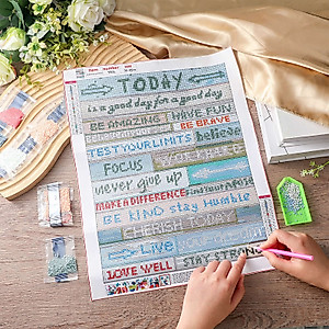 Minatee Excitation Language Inspirational Diamond Art Painting Kits for Adults 5D DIY Kits Diamond Art Painting Crafts for Adults Beginner Home Wall, 14 x 18 Inch