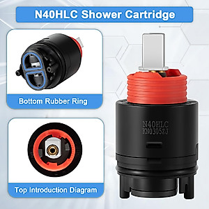 N40HLC Shower Cartridge Replacements, for RK7300-CART-3P and HL-40 Shower Cartridge, Type F, 40 mm Shower Cartridge Compatible with Temp-Gard III Series Single Handle Tub and Shower Faucets Valve