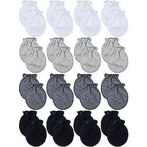 Syhood 16 Pairs Newborn Baby Mittens No Scratch Gloves Unisex Newborn Mittens for baby Boys Girls 0-6 Months (Assorted Color)