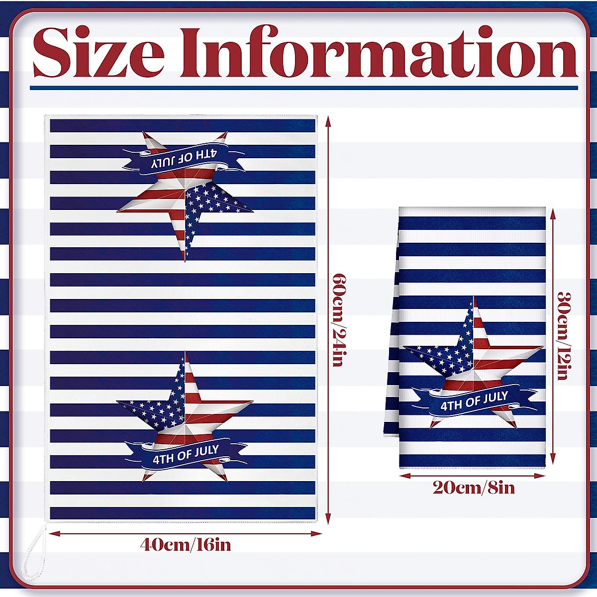 Patelai 4 Pcs Patriotic Kitchen Towels 4th of July Kitchen Dish Towels Memorial Day Bath Hand Towels Farmhouse Red White Blue Tea Towels Independence Day Star Kitchen Towels for Kitchen Bathroom Home