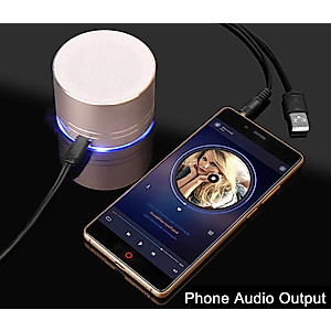 DEEIRAO 1x Micro USB 5pin to 3.5mm Audio Port Cable and USB-A Charge Cord for Bluetooth Speaker (Micro USB)