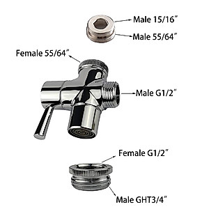 Sink to Garden Hose Diverter All Brass Adapter Valve with Aerator, for Bathroom/Kitchen Sink Faucet Connection Portable Washing Machine/Dishwasher (G1/2 * 3/4", Chrome)