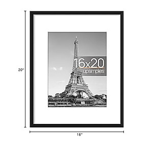 upsimples 16x20 Picture Frame, Display Pictures 11x14 with Mat or 16 x 20 Without, Wall Hanging Poster Frame, Black, 1 Pack