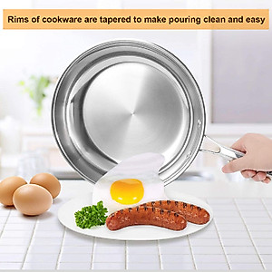 Fry Pan Set of 2 | 8" & 10" Tri-Ply Stainless Steel Frying Pan, Oven & Dishwasher Safe Classic Cooking Pan Cookware