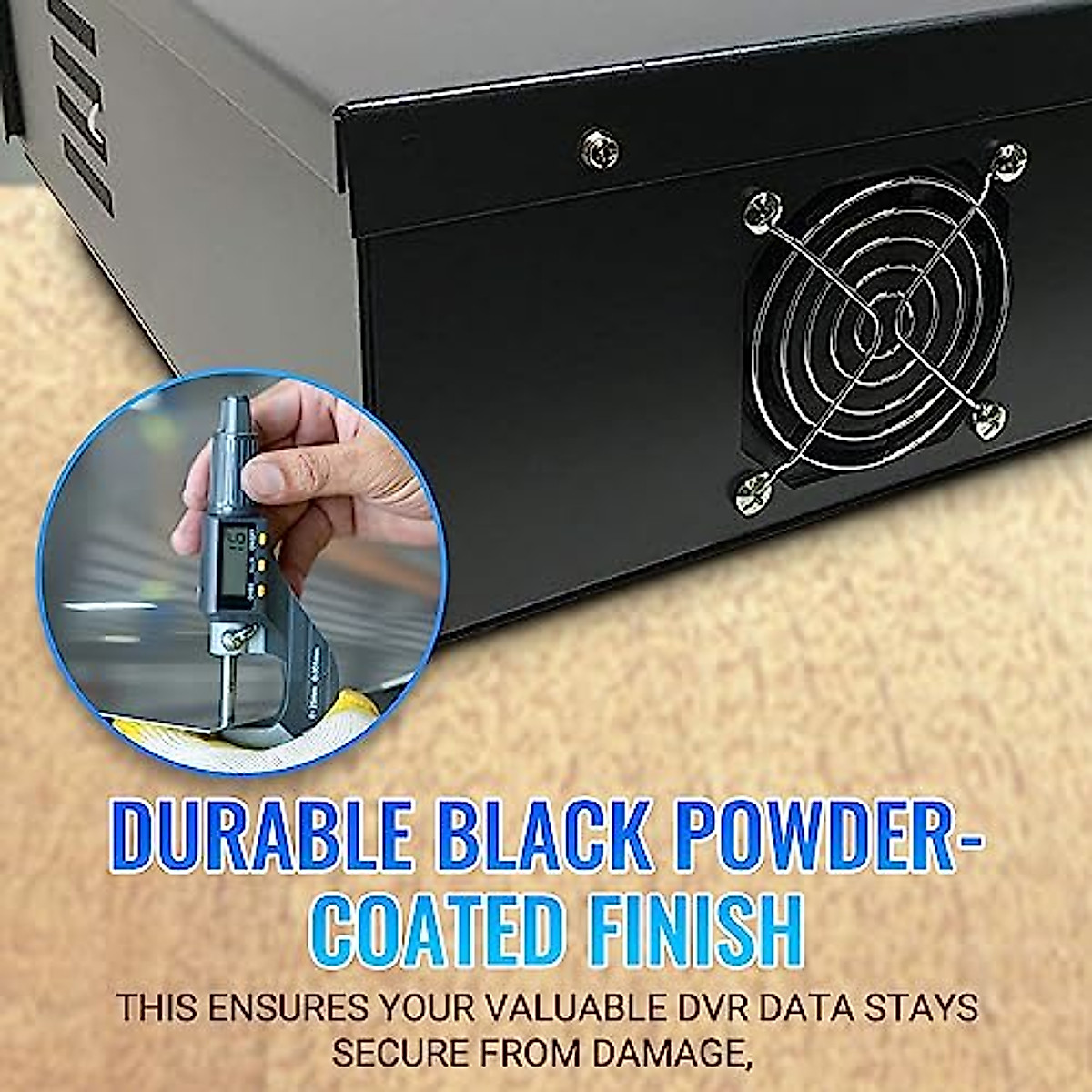 Heavy Duty Steel 18" x 18" x 5" DVR/PC Security Lock box with 16 Gauge steel walls, Exhaust Fan, Great electonics lock box for stores, gyms, classrooms, and any public place (BLACK, 15" x15"x5")