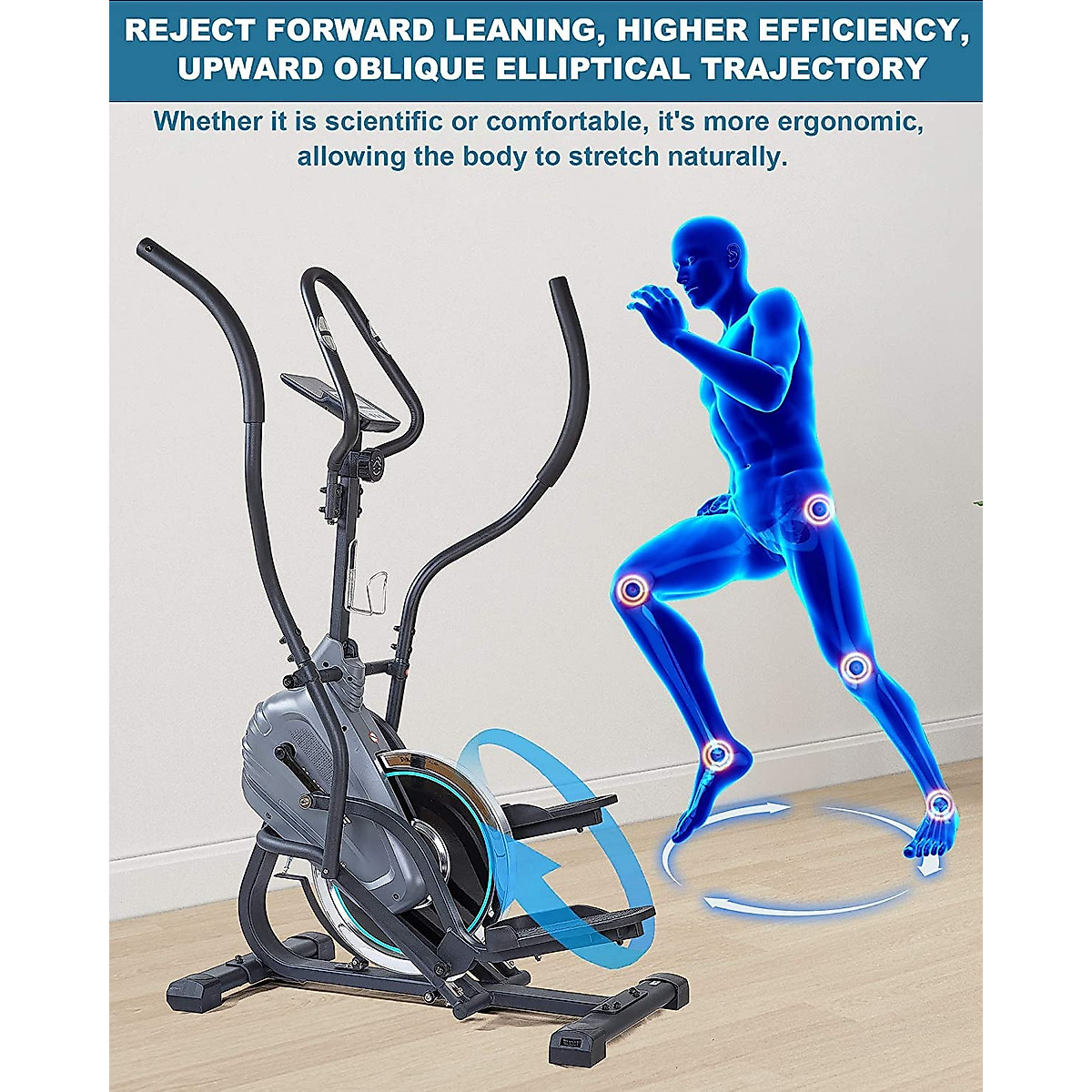 Stepper Elliptical Trainer Climber Exercise Machine with Digital Monitor for Cardio Fitness Home Workout Equipment, Black