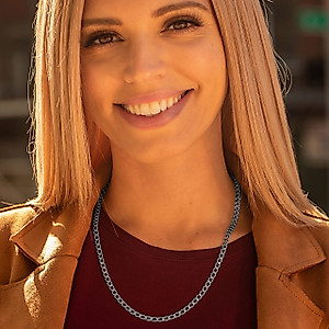 LIFETIME JEWELRY Diamond Cut Edge Curb Link Chain Necklace 24k Real Gold Plated (16 inches, 4mm, White Gold)