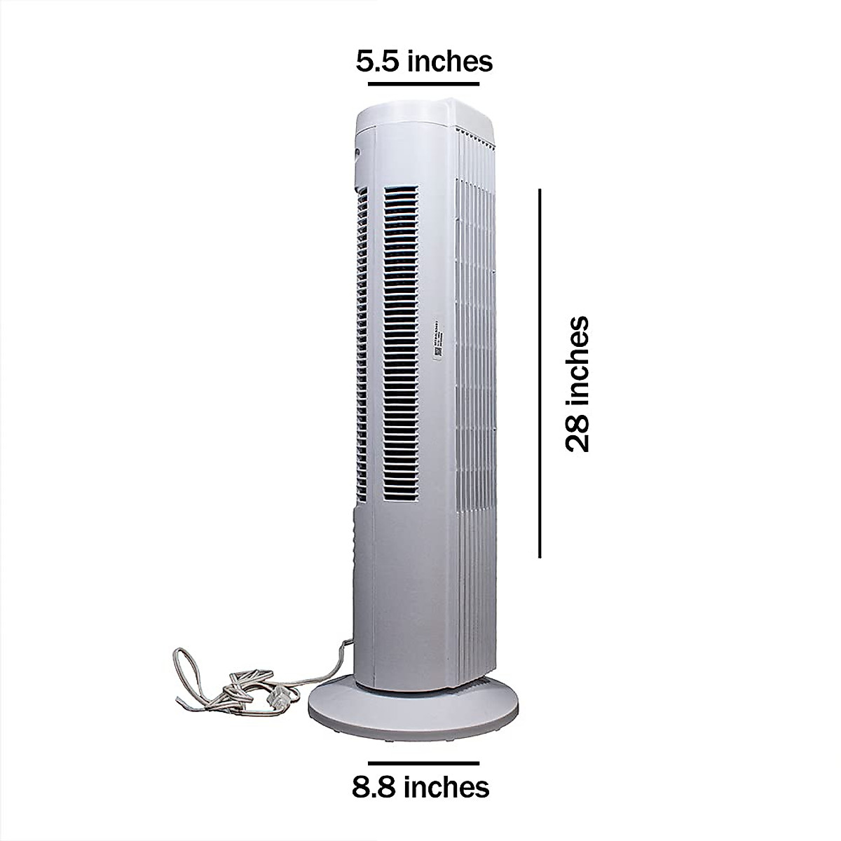 Mainstay FZ10-19MW 28 Inch 3 Speed Compact Oscillating Tower Fan with Auto Shutoff, White (Renewed) (White)