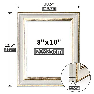 SUMGAR 8x10 Picture Frames Vintage White and Gold Famliy Friends Couple Wedding Decorative Retro Antique Photo Frames for Table Top Display Grandma Daughter Set of 2